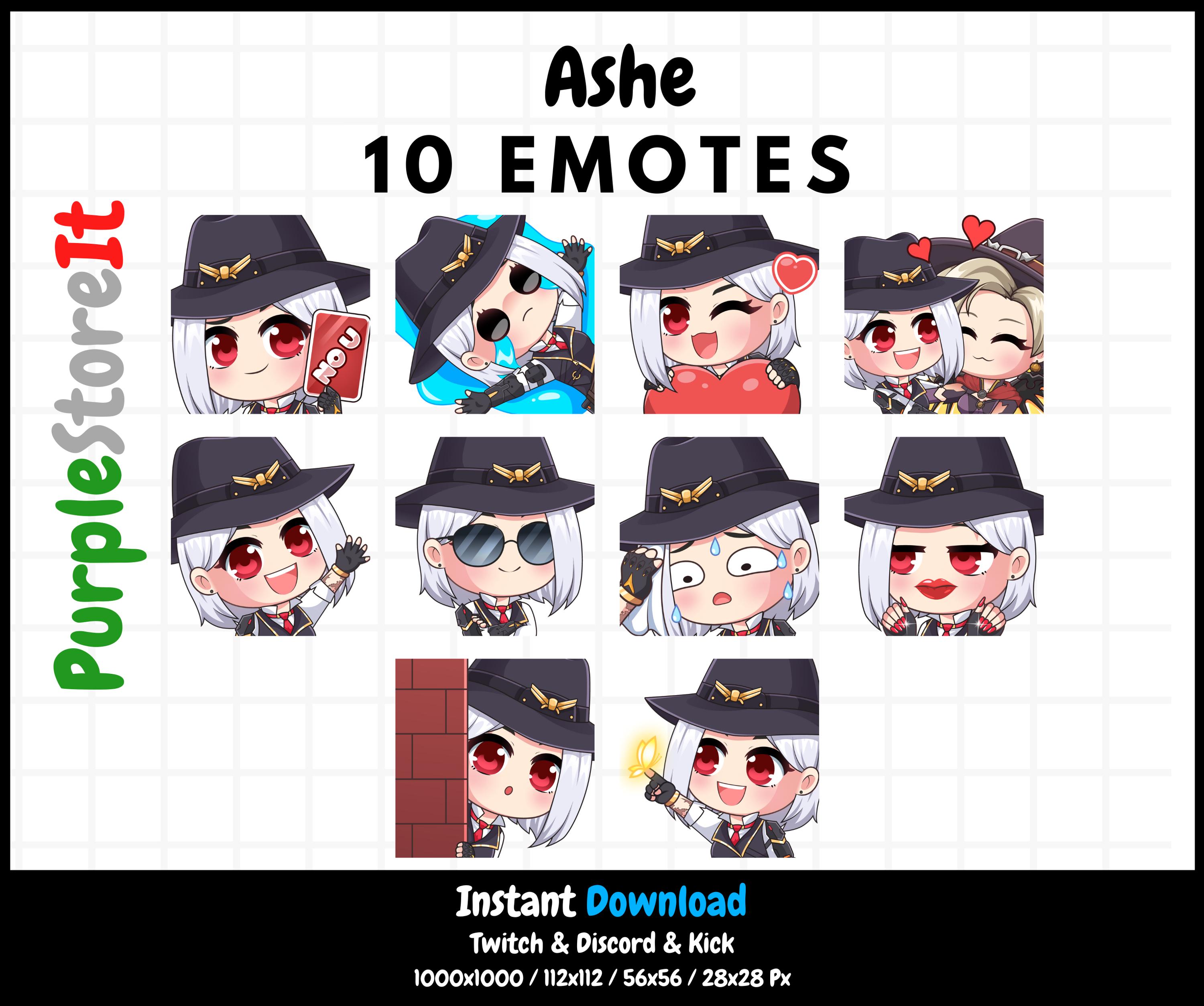 10 Ashe Emotes From Overwatch | Twitch Emotes | Discord Emotes | Kick ...