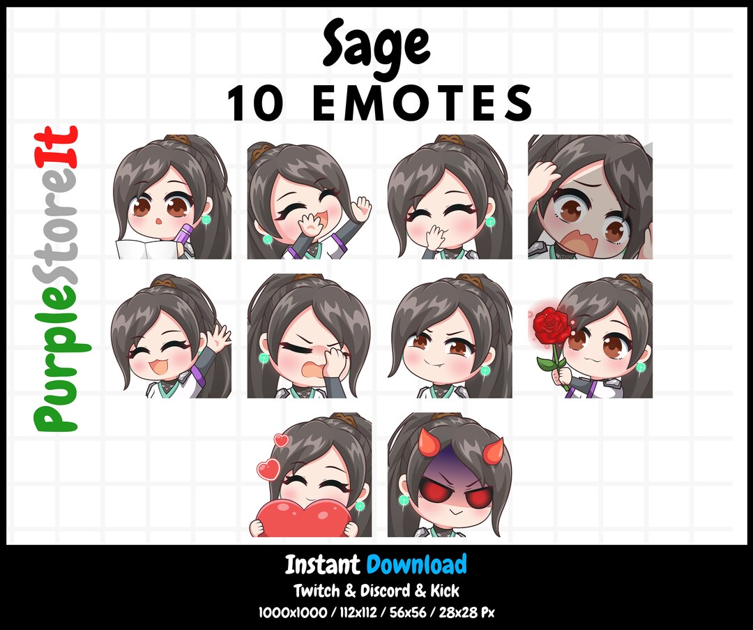 10 Sage Emotes From Valorant | Twitch Emotes | Discord Emotes | Kick ...