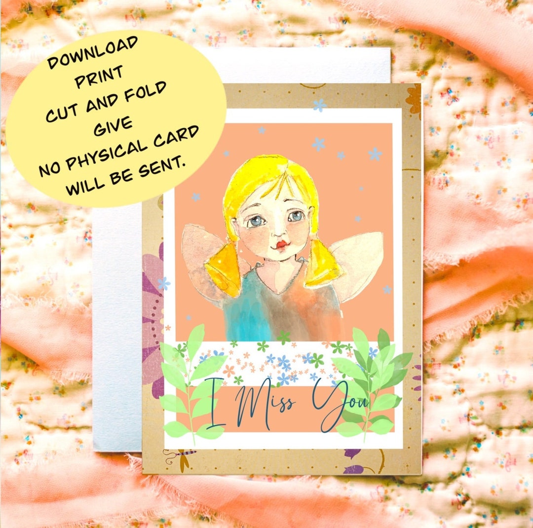 I MISS YOU Download and Print Greeting Card. Handmade Original ...