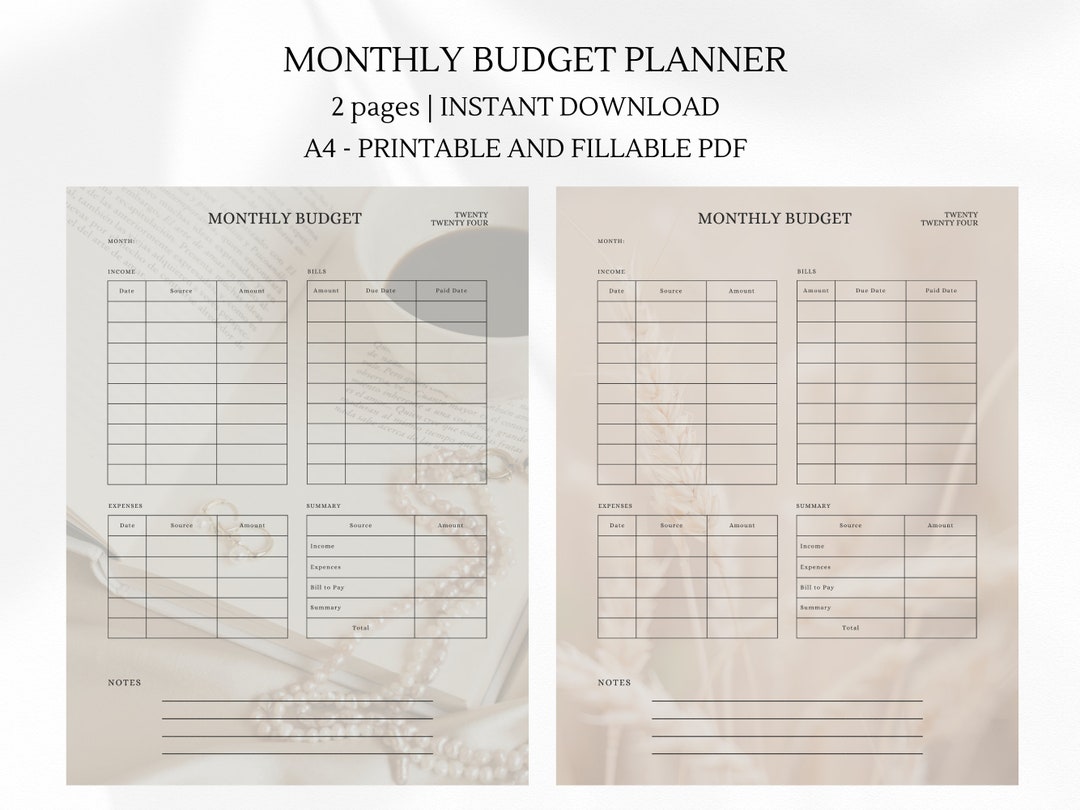 Monthly Budget Planner, Simple Finance Planner, Personal Budget, Income ...