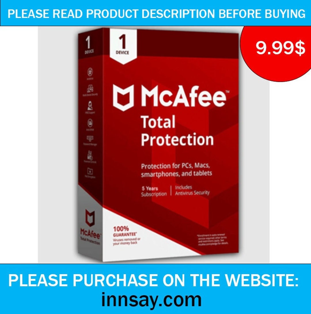 Mcafee Total Protection 2024 ,mcafee 1 Device 5years for Windows - Etsy
