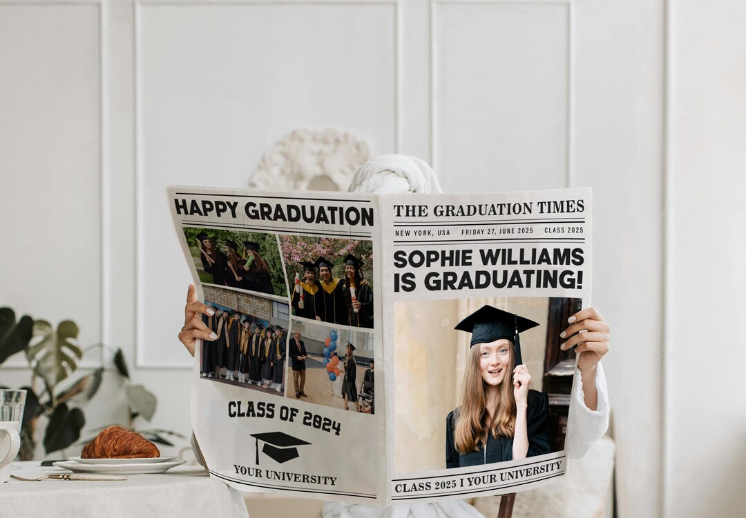 RUSH Graduation Invitation Newspaper Printed Graduation Announcement ...