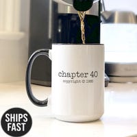 40th Birthday Pink Flowers Book Personalized Mug, Chapter 40 Gift With ...