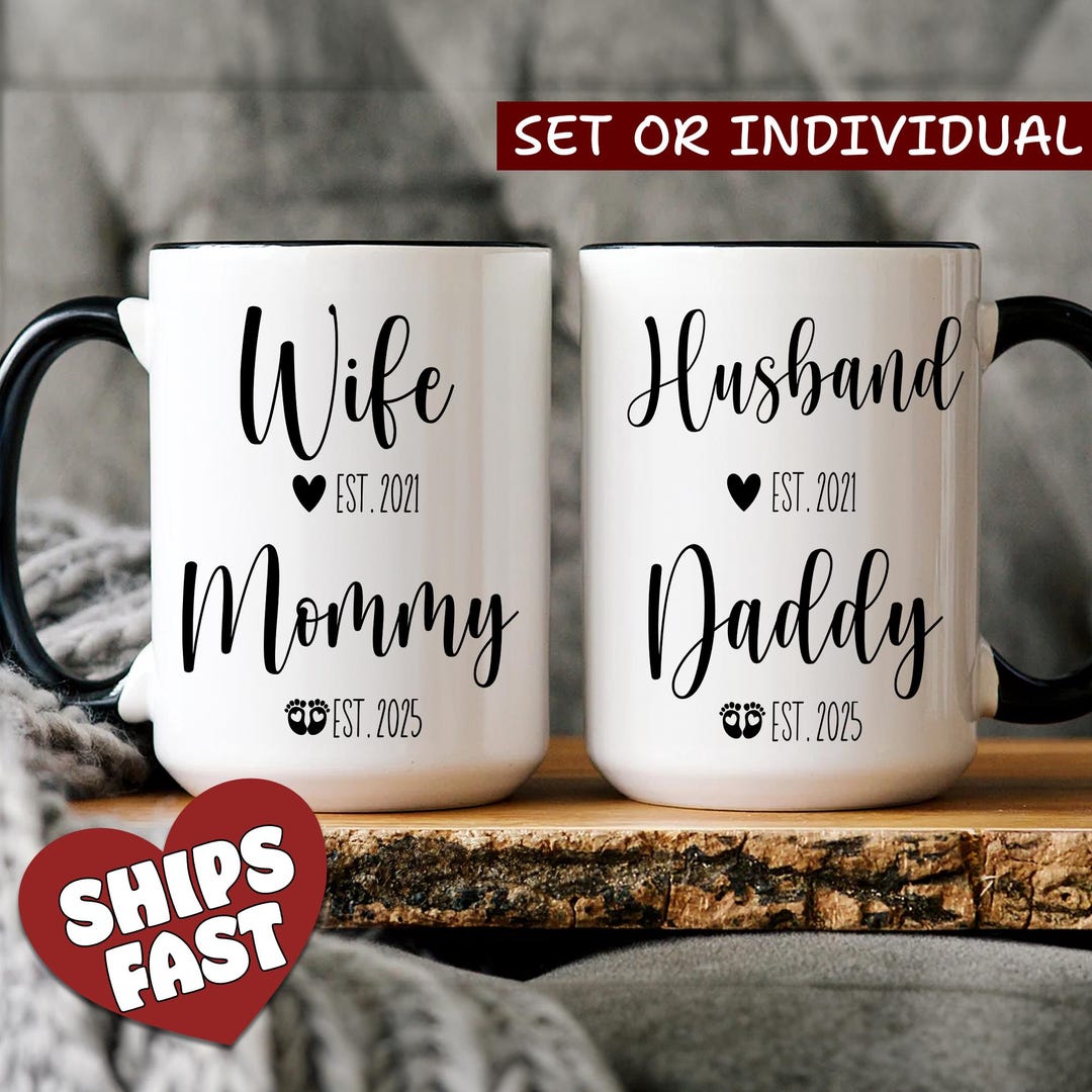 Mom and Dad Mugs, New Parents Gift, New Mom, New Dad, New Matching ...