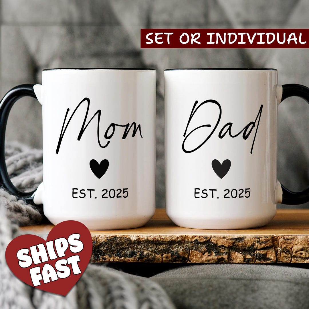 Matching Mom Dad Mugs, New Parents Mug Set, New Mom, New Dad, New Mom ...