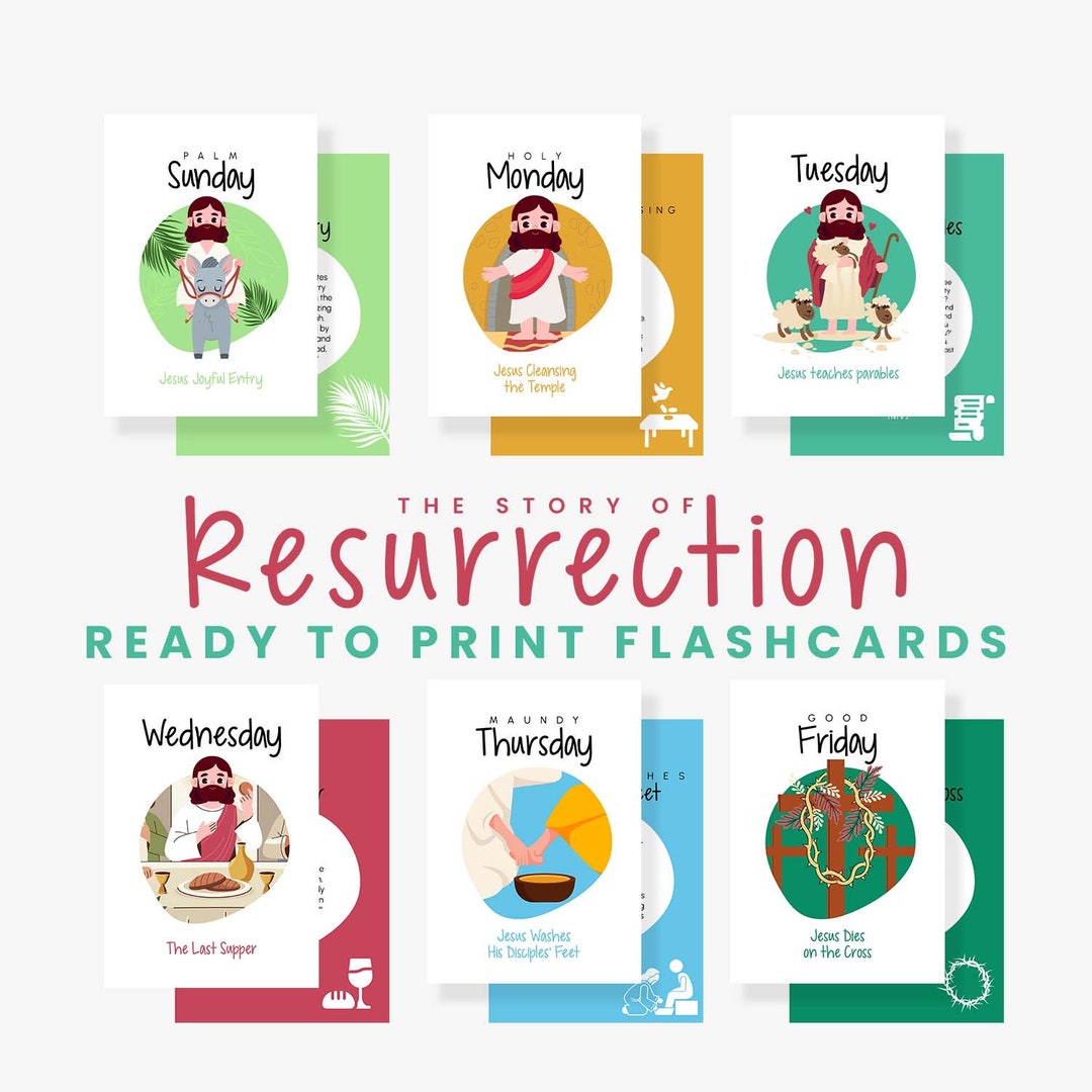 Easter Week Flash Cards, Holy Week Bible Lesson for Kids, Homeschool ...