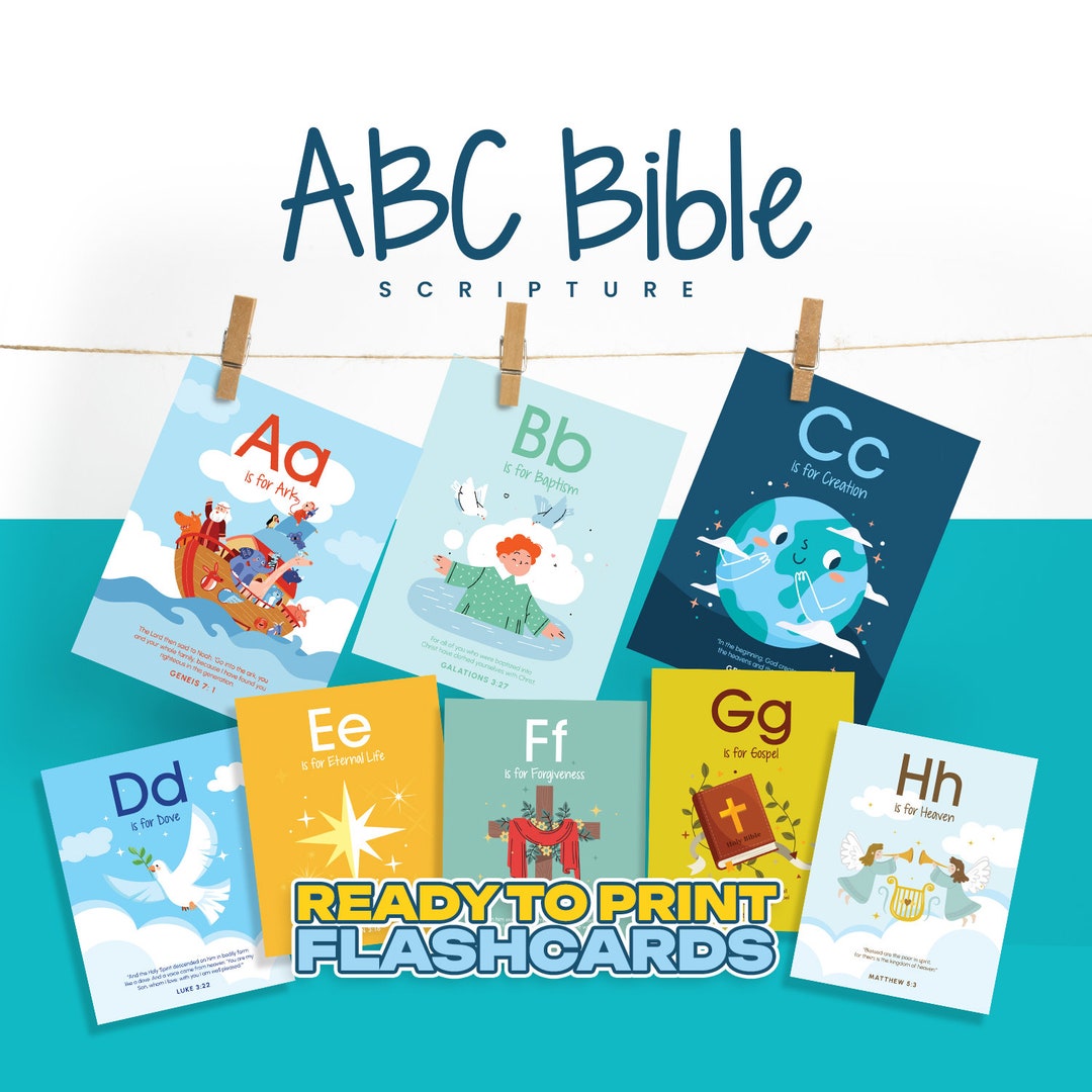 ABC Bible Scripture Flashcards With Bible Verses Alphabet Card Set ...