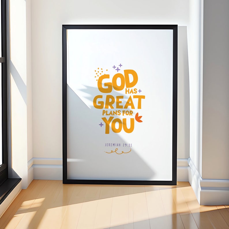 Set of 6 Kids Bible Verse Wall Art, Christian Nursery Playful Scripture ...