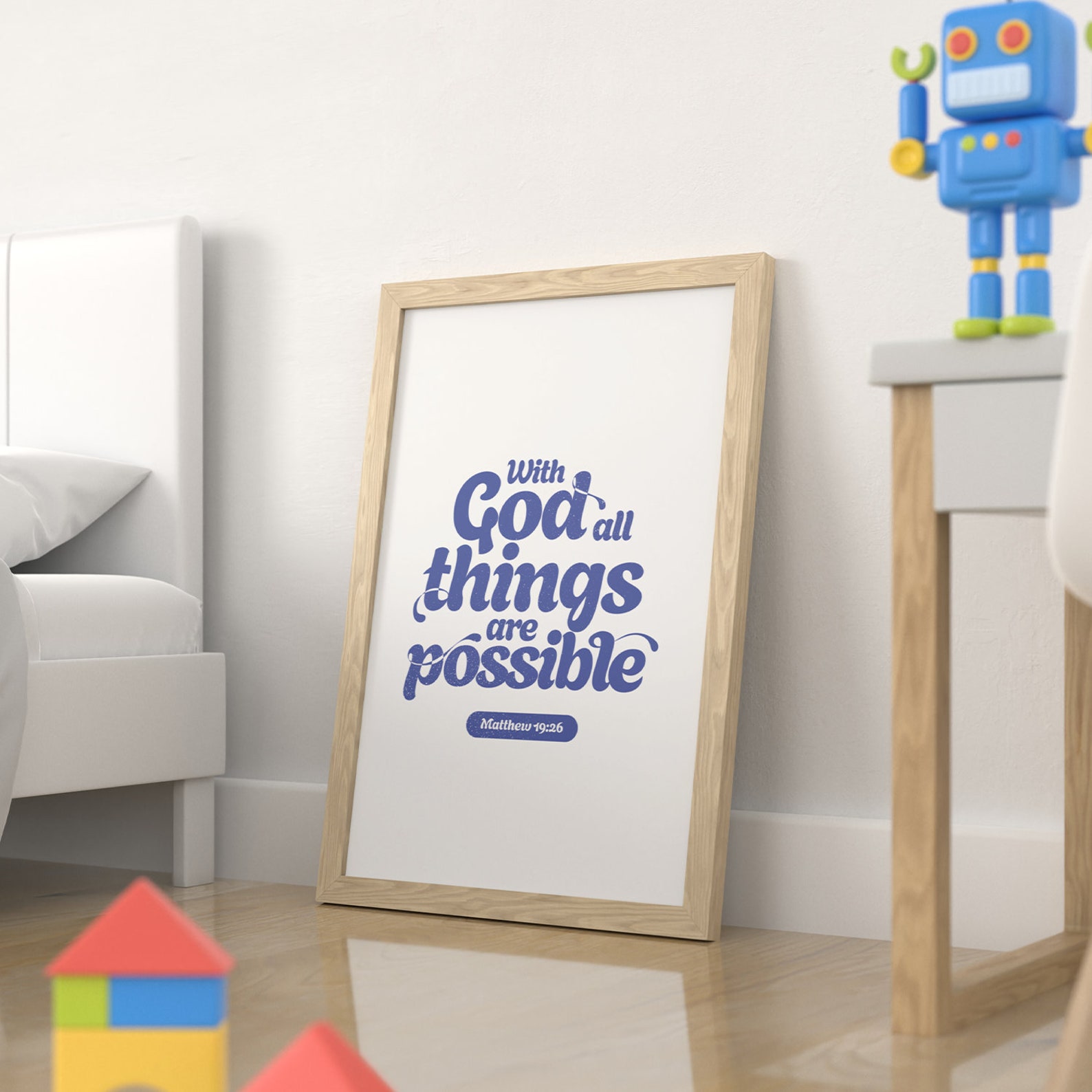 Set of 6 Kids Bible Verse Wall Art, Christian Nursery Playful Scripture ...