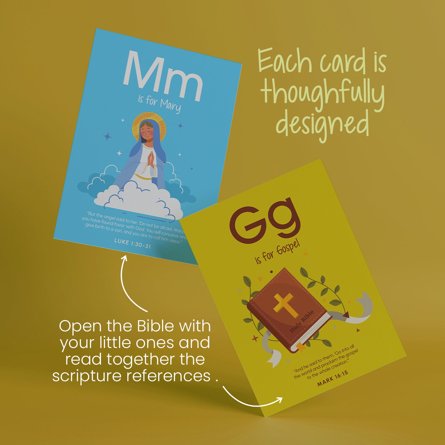 ABC Bible Scripture Flashcards With Bible Verses Alphabet Card Set ...