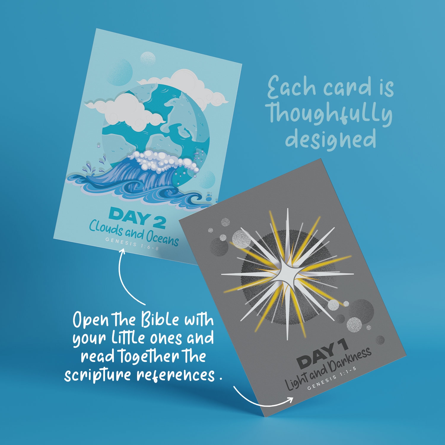 7 Days of Creation Flash Cards, Genesis, Bible Lesson for Kids ...