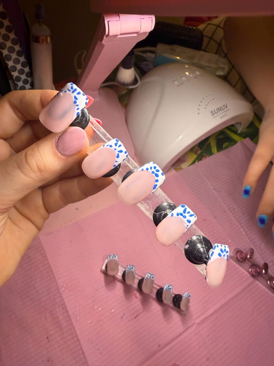 Blue Greece Inspired French Tip Nails Press on Gel Nails - Etsy