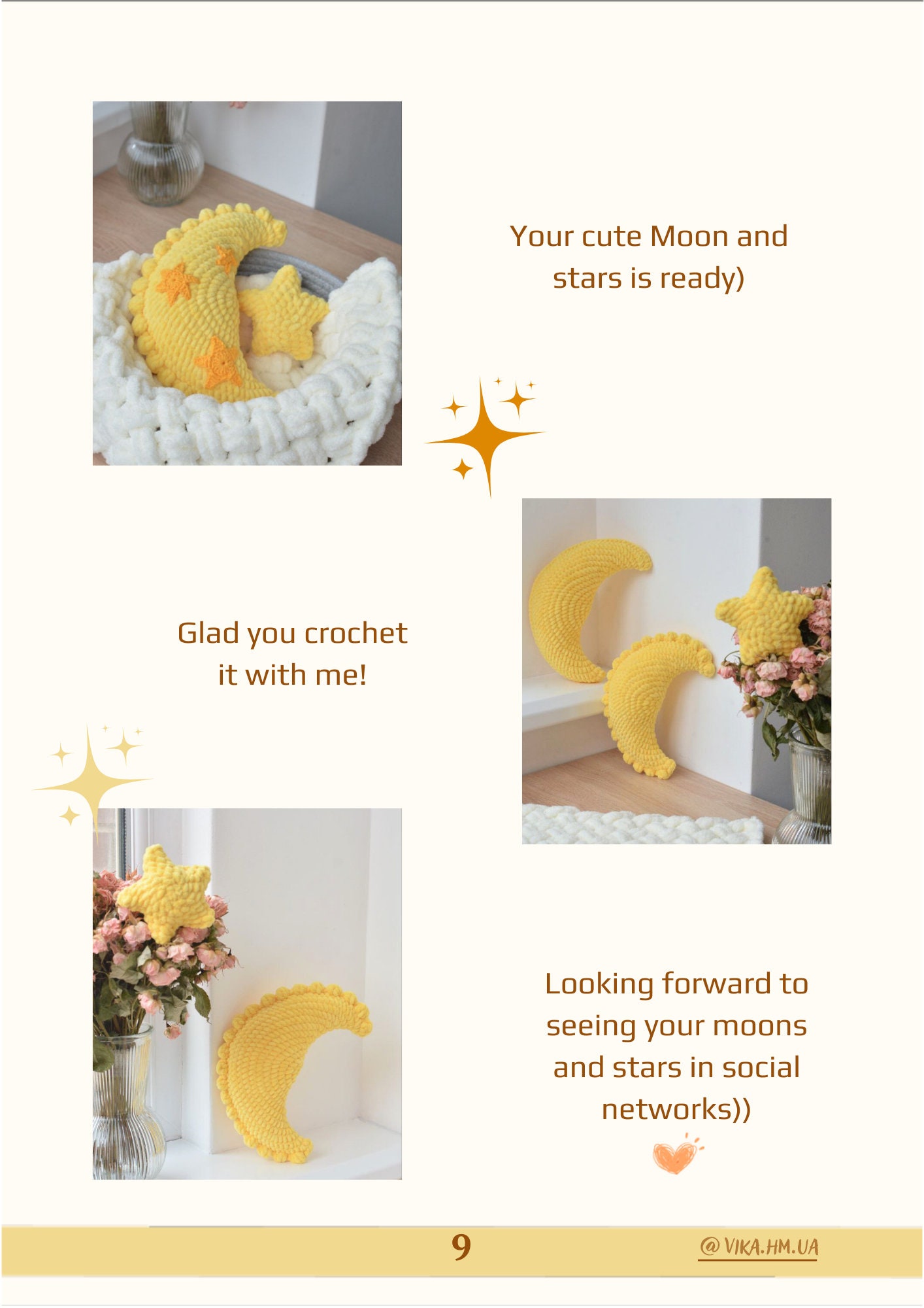 Moon and Stars Crochet PATTERN PDF Amigurumi Mobile Star Toys. Cute ...