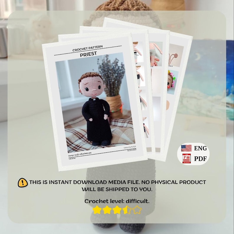 Priest Amigurumi Doll Pattern, Catholic Gift for Pastor, Clergy Doll ...
