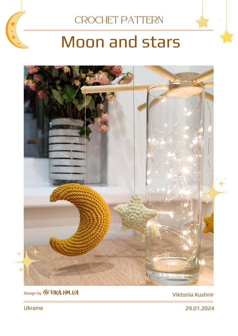Moon and Stars Crochet Pattern: Amigurumi Mobile Toys (PDF Pattern) - Etsy