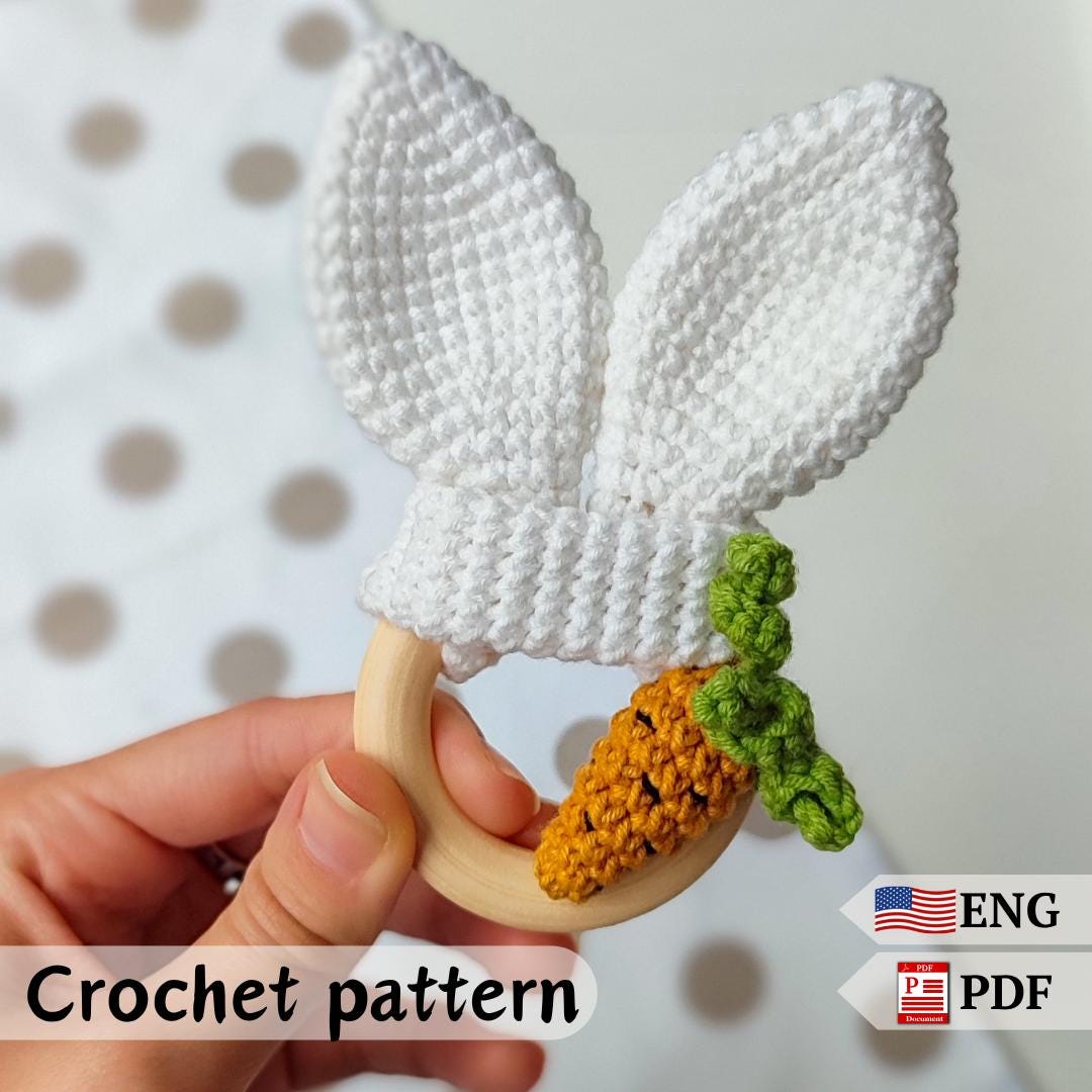 Easy Crochet Pattern Bunny Ears With Carrot, Crochet Bunny Ears, Animal ...
