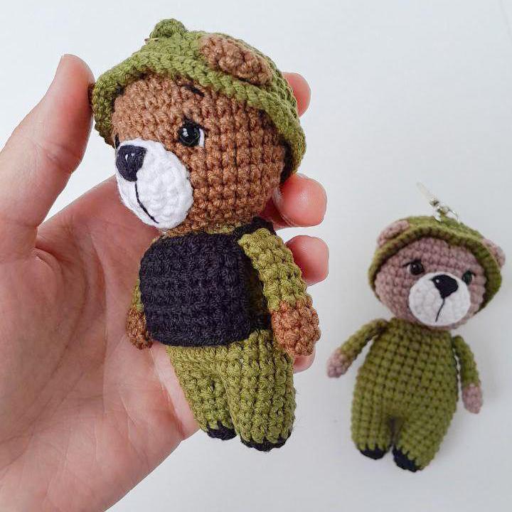 Crochet Military Teddy Bear PATTERN: Amigurumi Soldier Keychain ( Brave ...