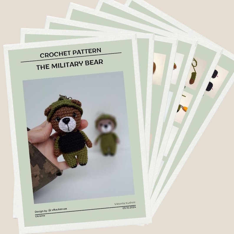 Crochet Military Teddy Bear PATTERN: Amigurumi Soldier Keychain ( Brave ...