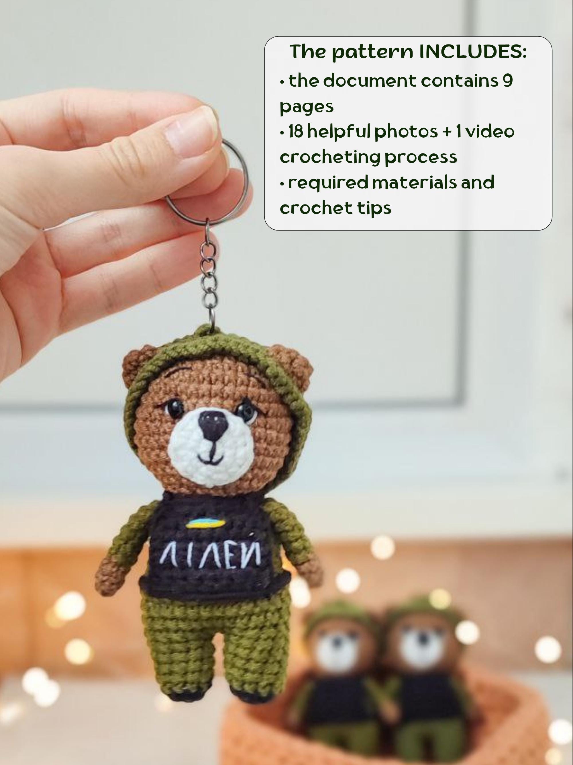 Crochet Military Teddy Bear PATTERN: Amigurumi Soldier Keychain ( Brave ...