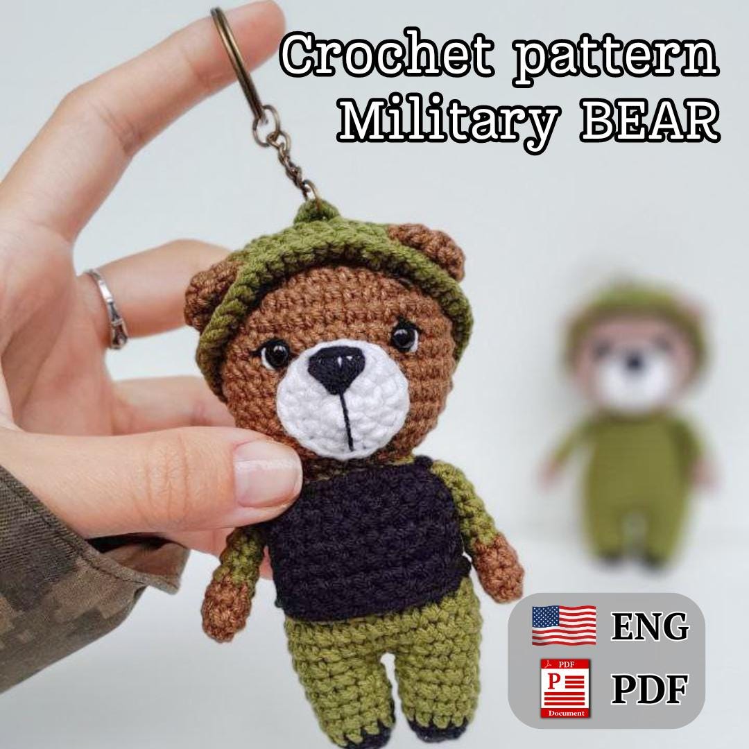 Crochet Military Teddy Bear PATTERN: Amigurumi Soldier Keychain ( Brave ...