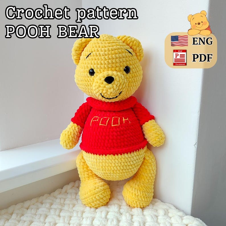 Teddy Bear the Pooh Crochet Pattern, Plush Toy Amigurumi PDF - Etsy