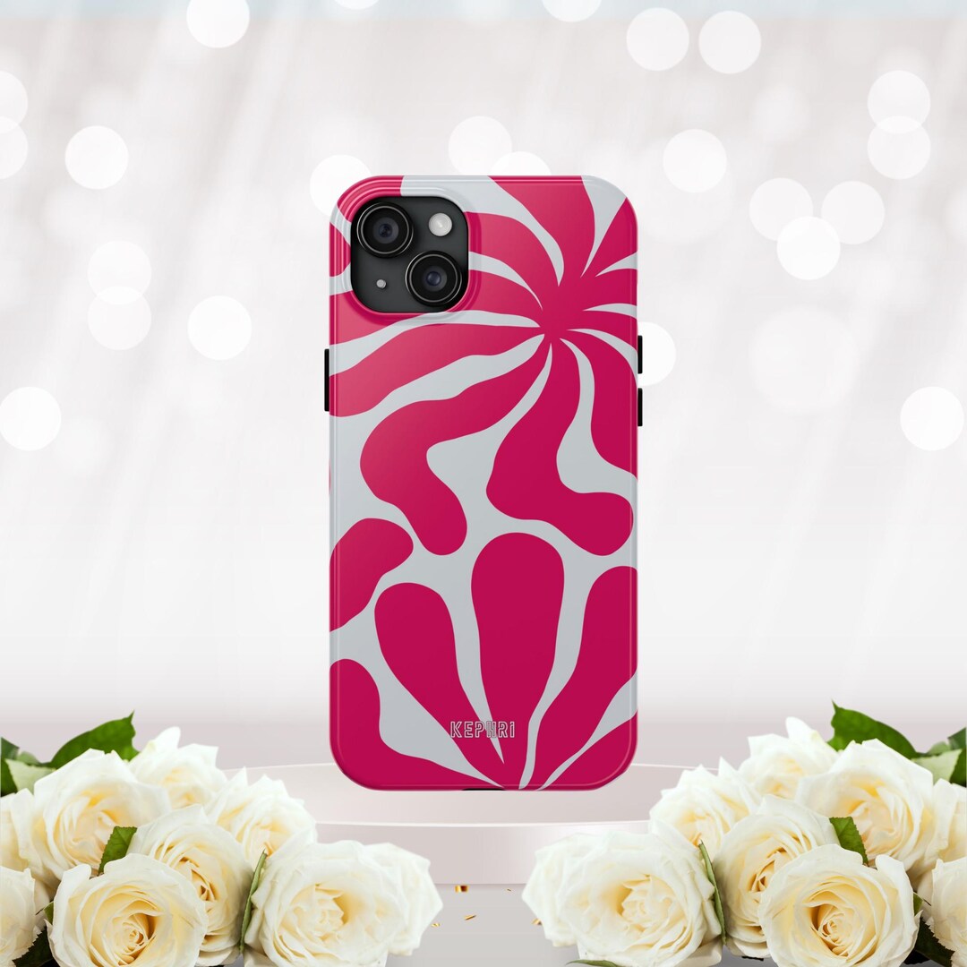 Personalized Hot Pink Groovy Retro 70s Aesthetic Flower Phone Case for ...