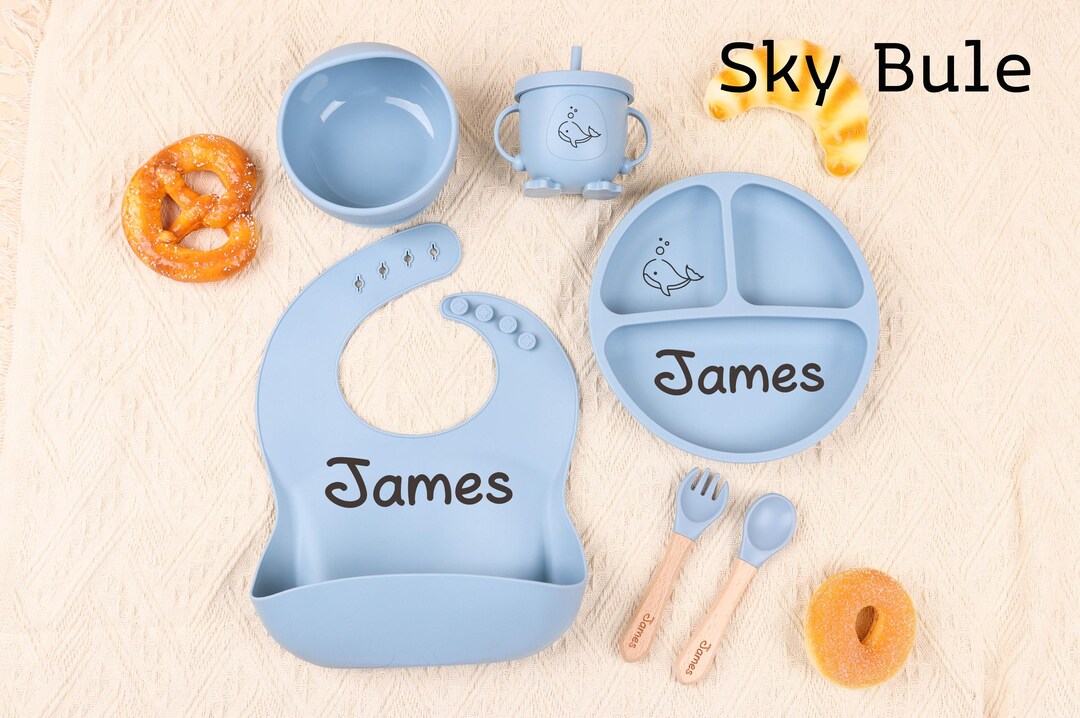 Personalized Silicone Baby Feeding Set: Engraved Weaning Supplies, 1st ...