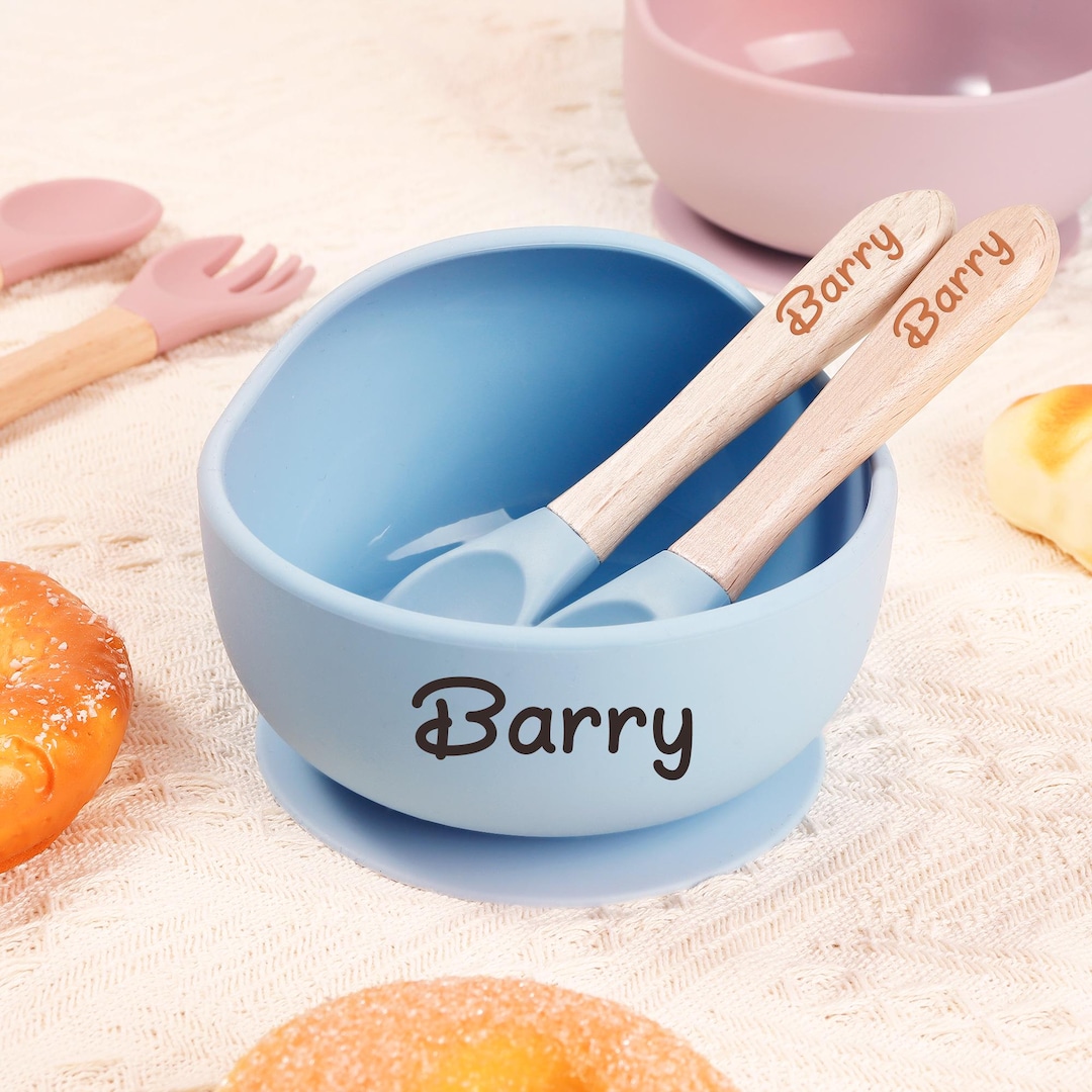 Personalized Baby Feeding Set: Engraved Silicone Bowl & Spork - Etsy