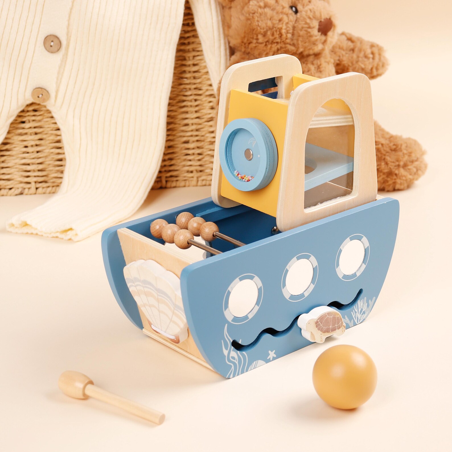 Custom Wooden Ocean Ship Activity Cube: Montessori Toy With Name - Etsy
