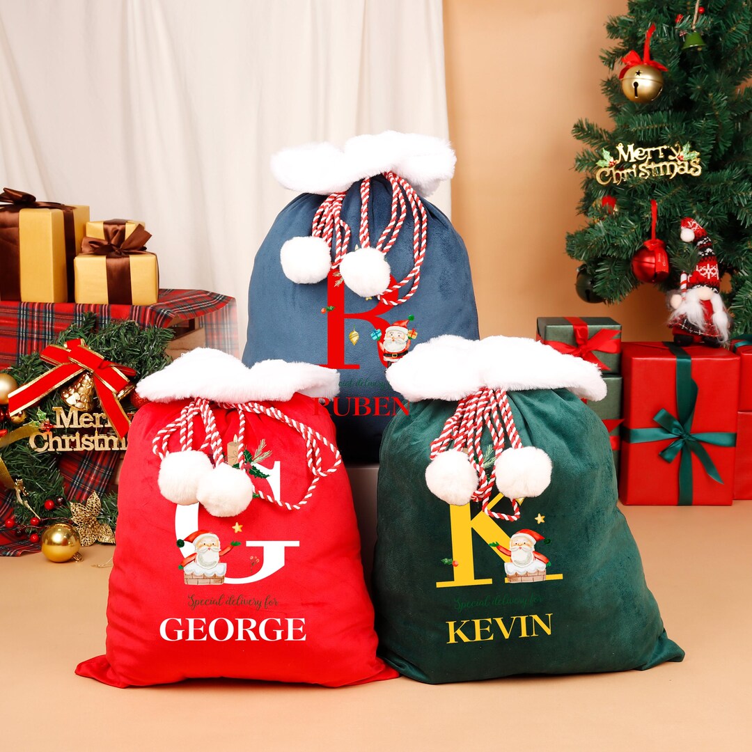 Personalized Santa Sack,velvet Santa Sack With Name,large Santa Sack ...
