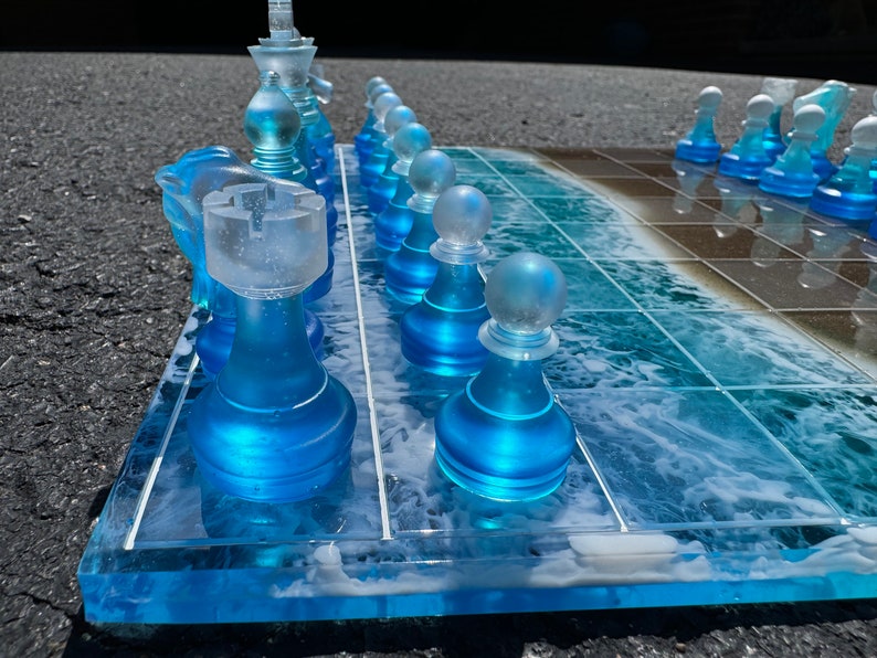 11 X 11 Custom Personalized Epoxy Resin Chess Board With Player Pieces ...
