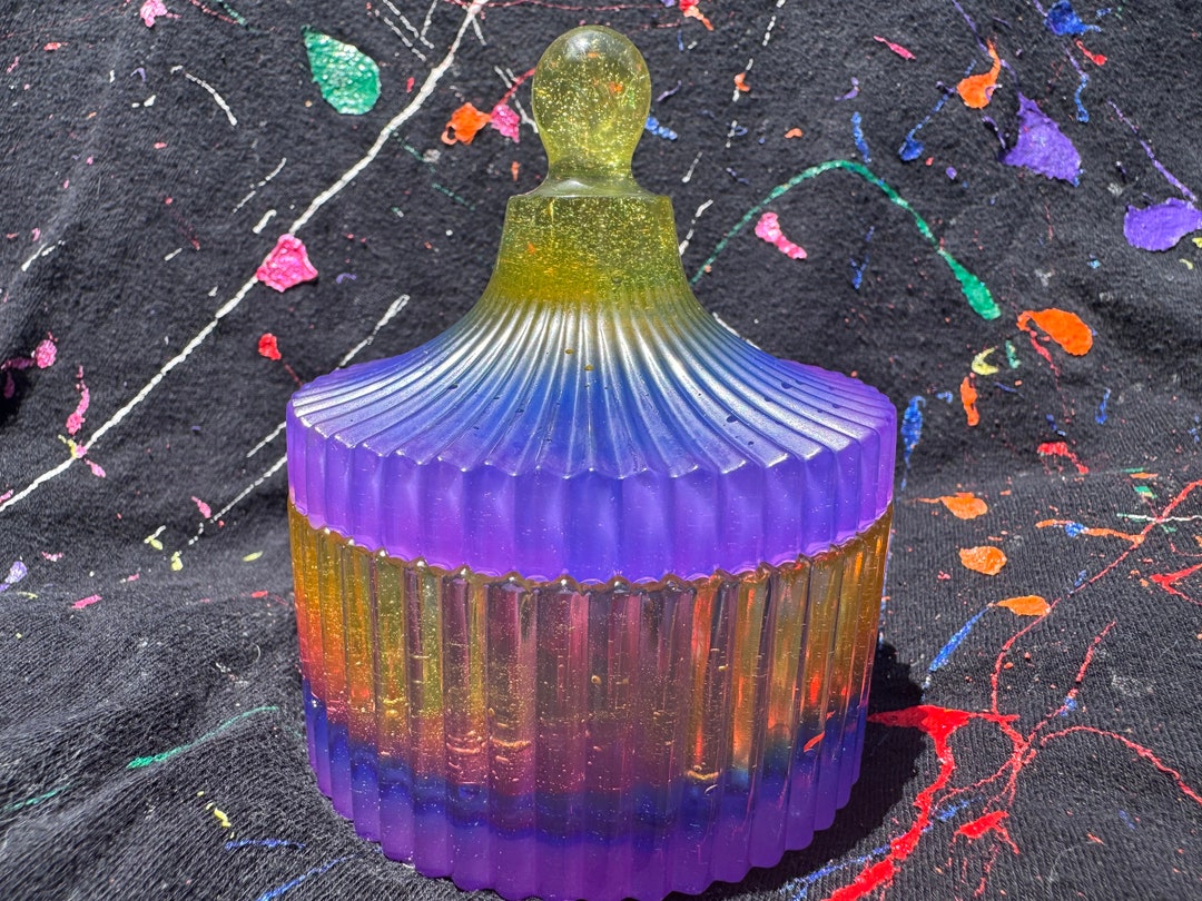 Translucent Rainbow Epoxy Resin Storage Cup With Lid - Etsy