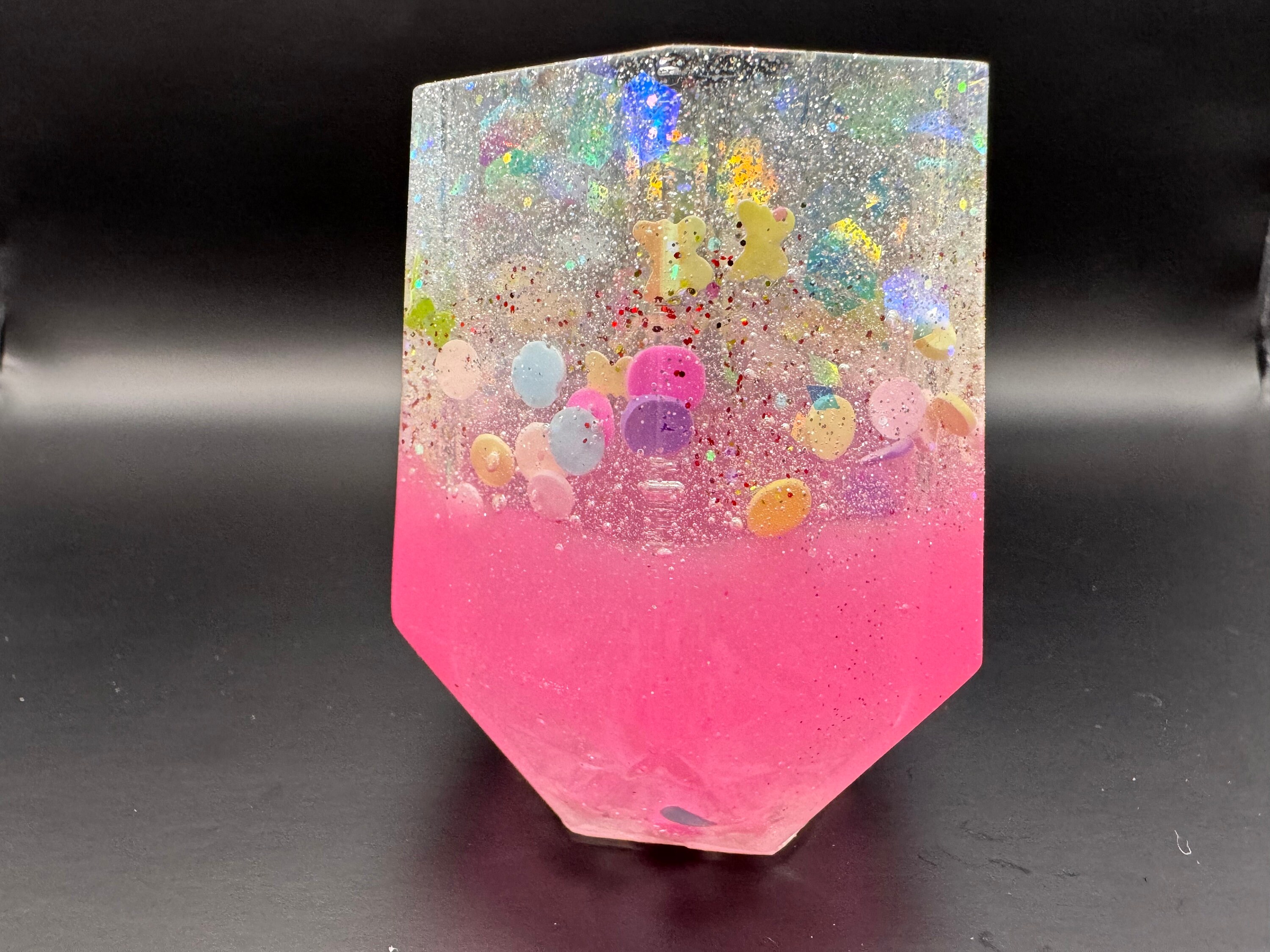 Hexagonal Brush Pen Cup Epoxy Resin Pink and White With Butterfly ...