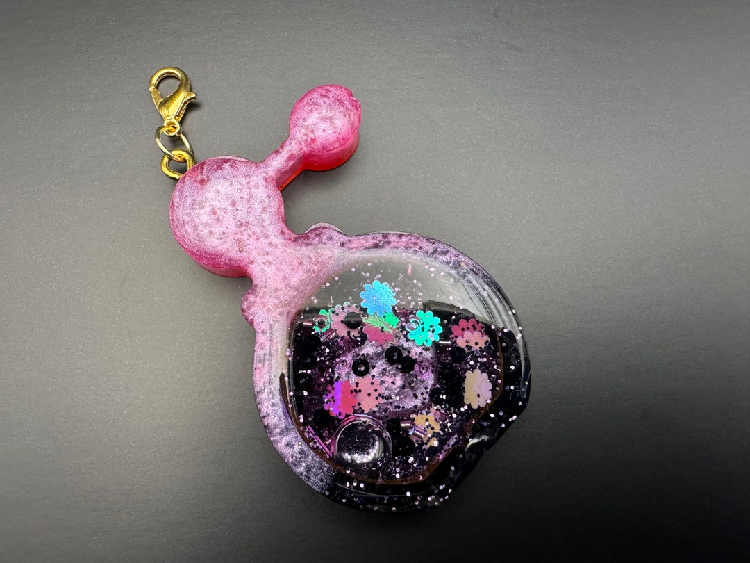 Pink and Black Perfume Bottle Resin Shaker With Gold Keychain - Etsy