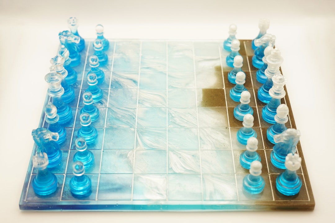 11 Inch X 11 Inch Ocean Water Blue Teal White Waves Shimmer Clear Epoxy ...