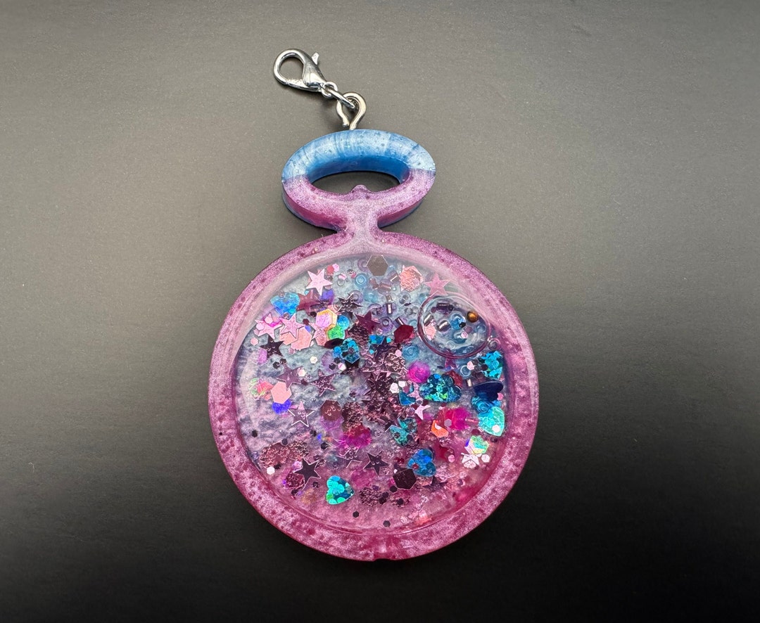 Pink and Blue Stopwatch Resin Shaker With Silver Keychain - Etsy