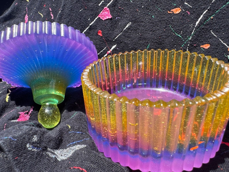 Translucent Rainbow Epoxy Resin Storage Cup With Lid - Etsy