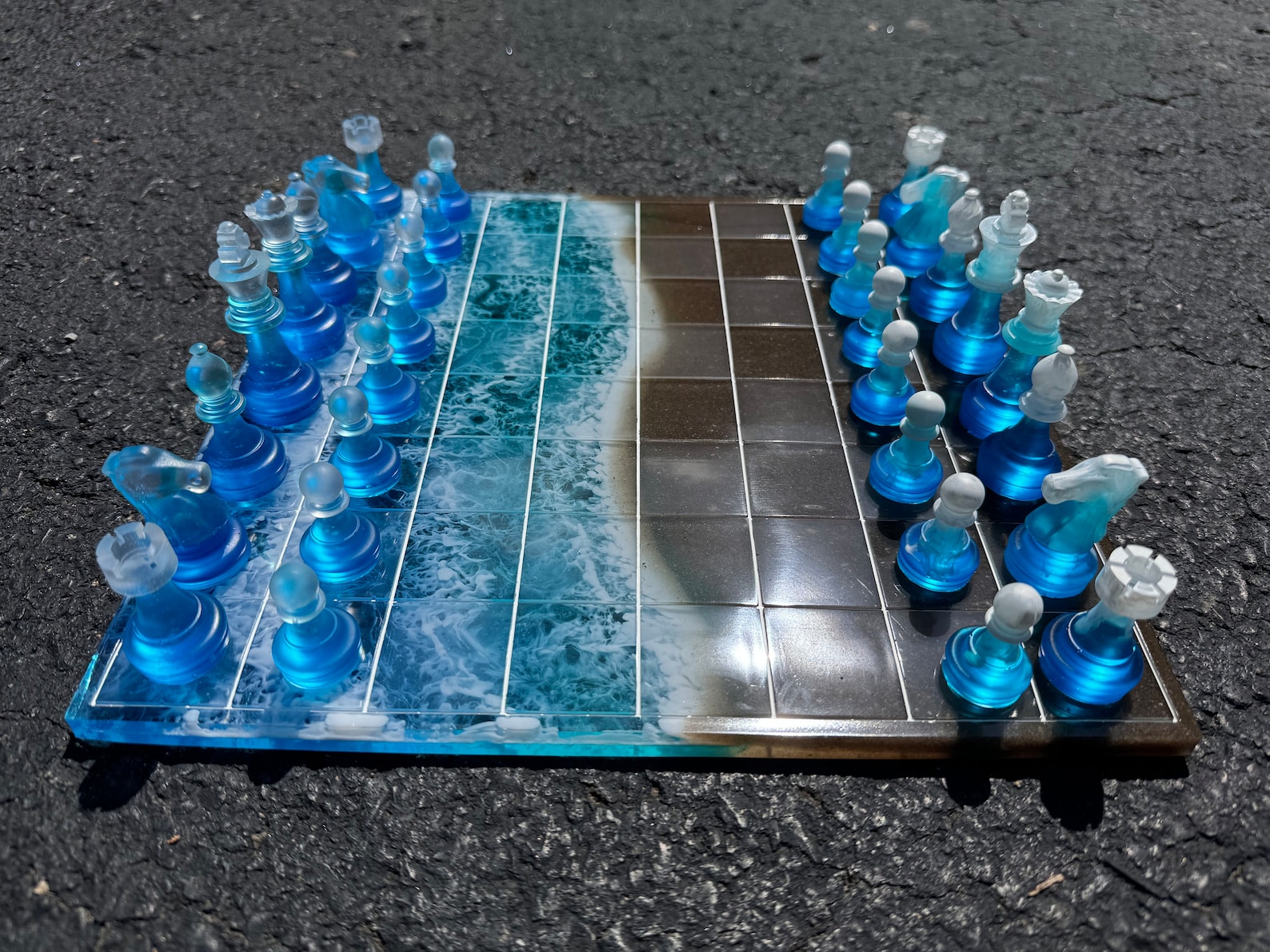 11 X 11 Custom Personalized Epoxy Resin Chess Board With Player Pieces ...