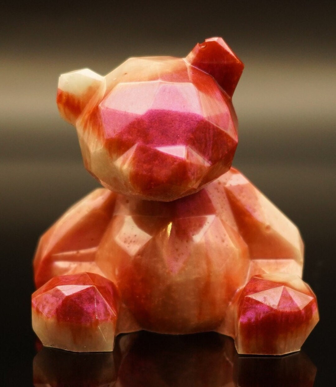 Decorative Geometric Teddy Bear Hot Pink Red White Duochrome Pigment ...