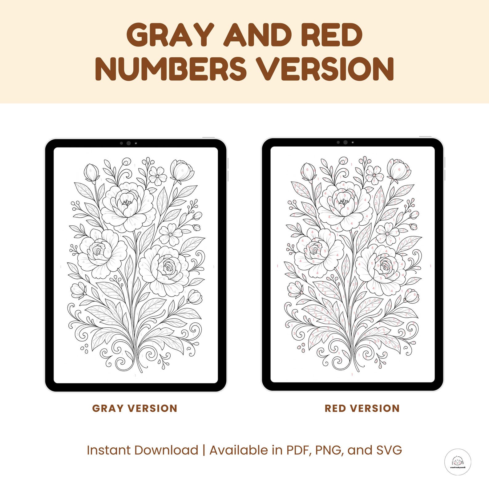 15 Flowers Paint by Numbers Bundle, Floral Coloring Pages, Adults Color ...