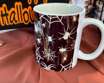 Handmade Spider Web Turkish Coffee Cup 120ml Ceramic Halloween Mug ...