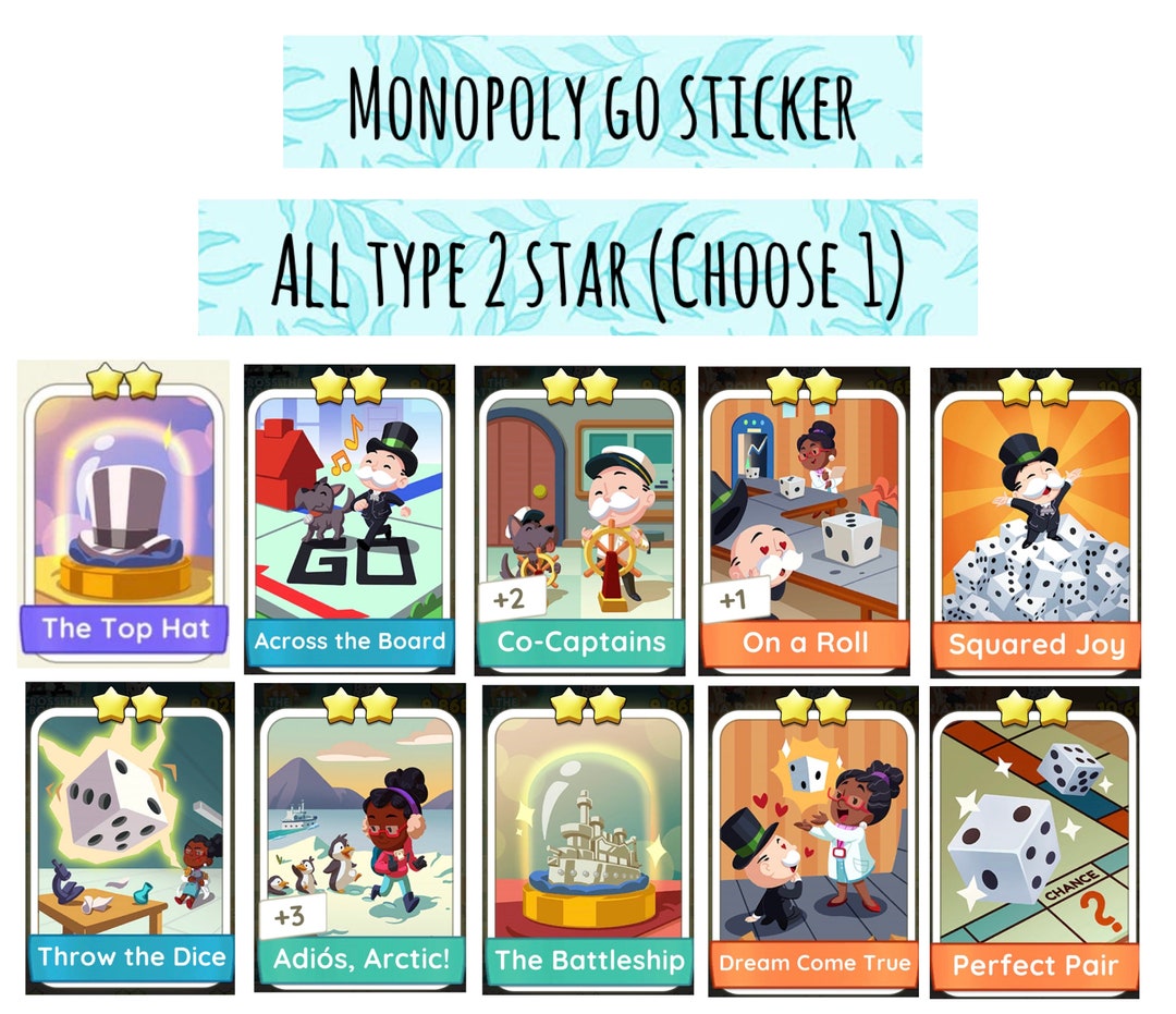 Monopoly Go Sticker 2 Star New - Etsy