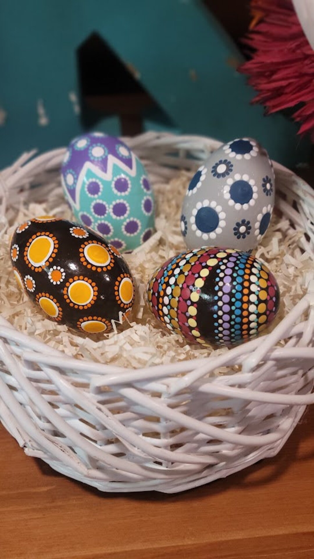 Hand Painted Easter Egg, Dot Art, Bohemian Art, Home Decor ...