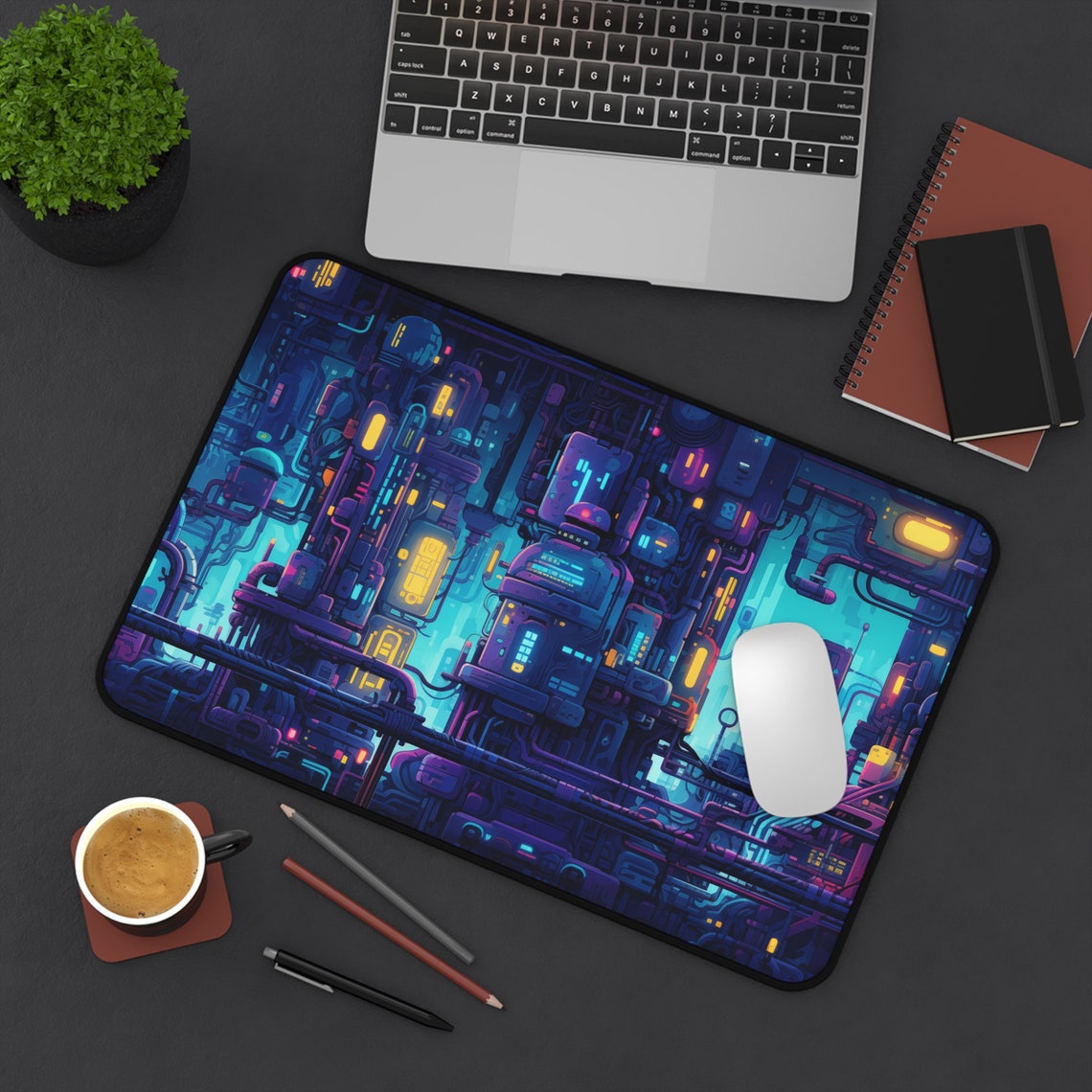 Cyberpunk Synthwave Mouse Pad Desk Mat for Gaming Set up 3 Size Options ...