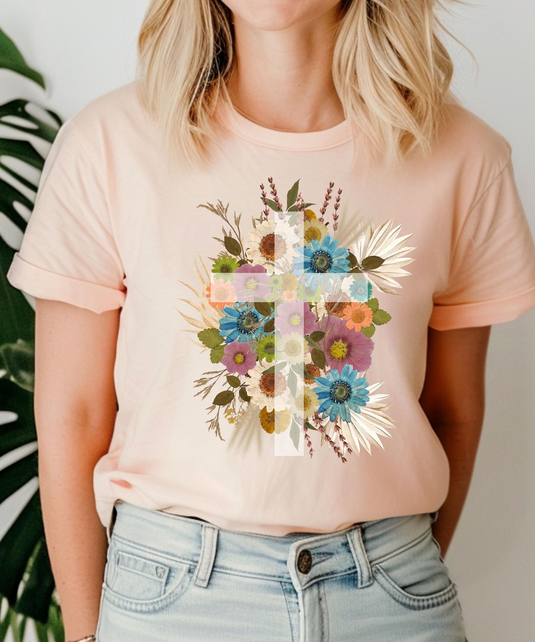 Fall Flower Cross Shirt, Dried Flowers, Religious Tshirt, Gift for ...