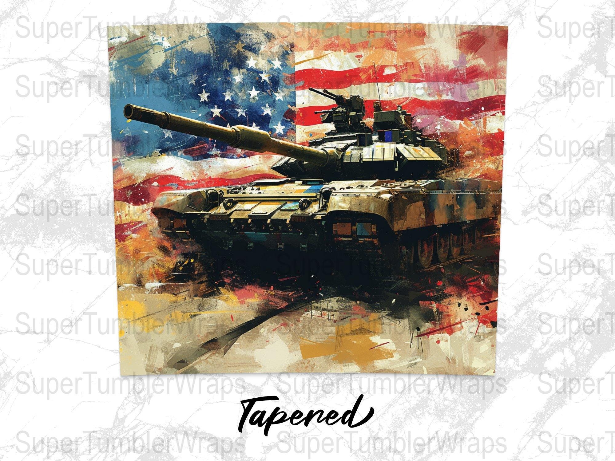 Patriotic Tank Digital Art, American Flag 20oz Tumbler Wrap, Military ...
