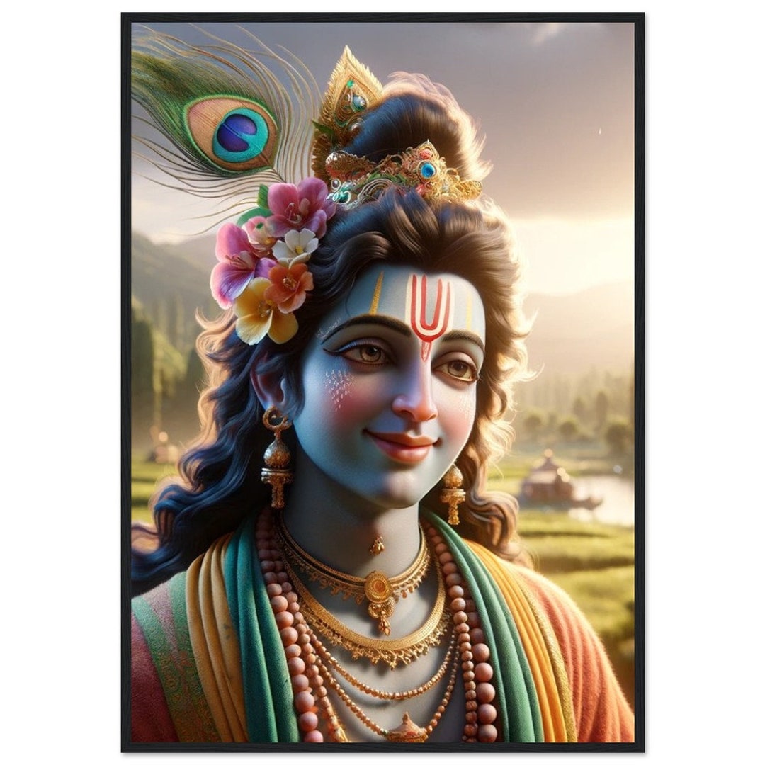 Lord Krishna Portrait Premium Matte Paper Wooden Framed Poster - Etsy