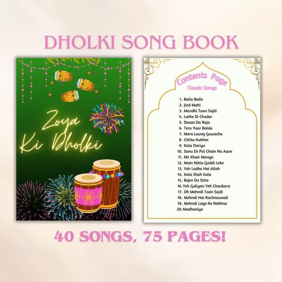 Dholki & Mehndi Lyric Book | Desi Song Booklet, Bollywood Modern ...