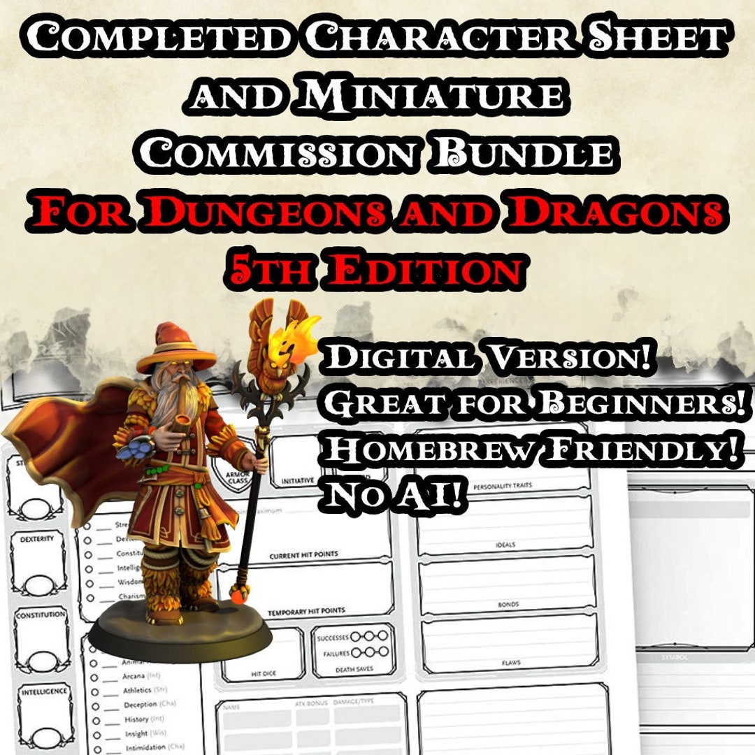 Completed Character Sheet and Miniature Bundle d&d5e - Etsy