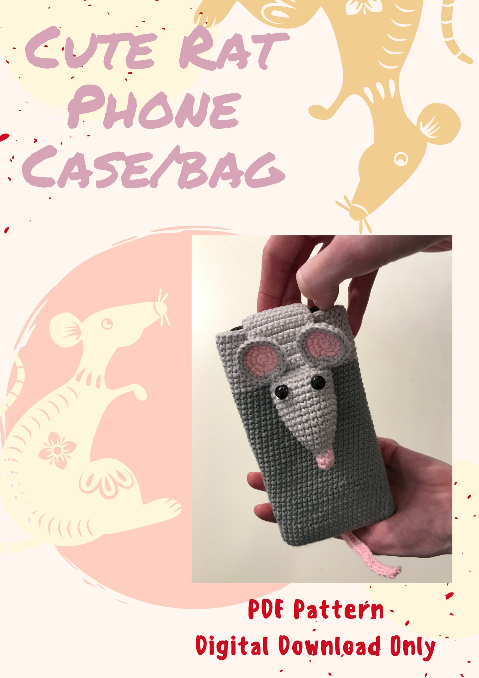 Cute Rat Phone Case/bag Crochet Pattern - Etsy